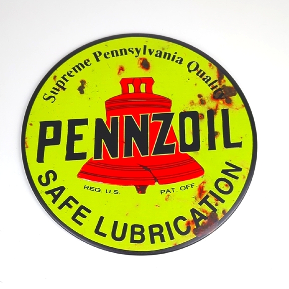 Vintage | Accents | Pennzoil Vintage Style Round Metal Gas Station Sign ...